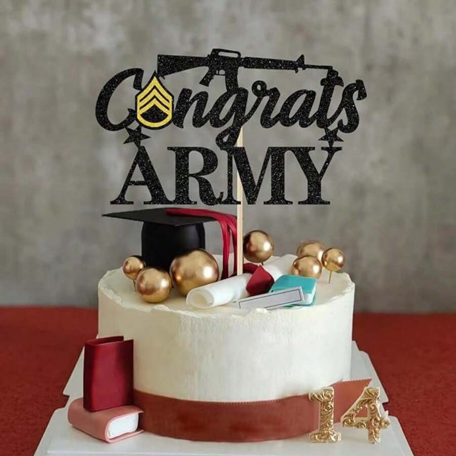 Black Glitter Congrats Army Cake Topper, Airman Military Themed ...