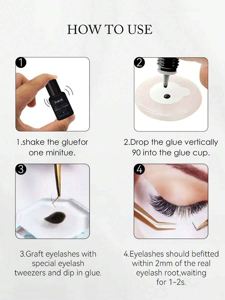 0.5S Fast Drying Strong Hold Professional Eyelash Extension Glue 5ml ...