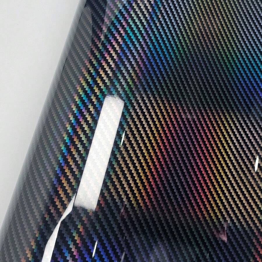 High Gloss Black Laser Rainbow Carbon Fiber Stickers On Car Vinyl Wrap ...