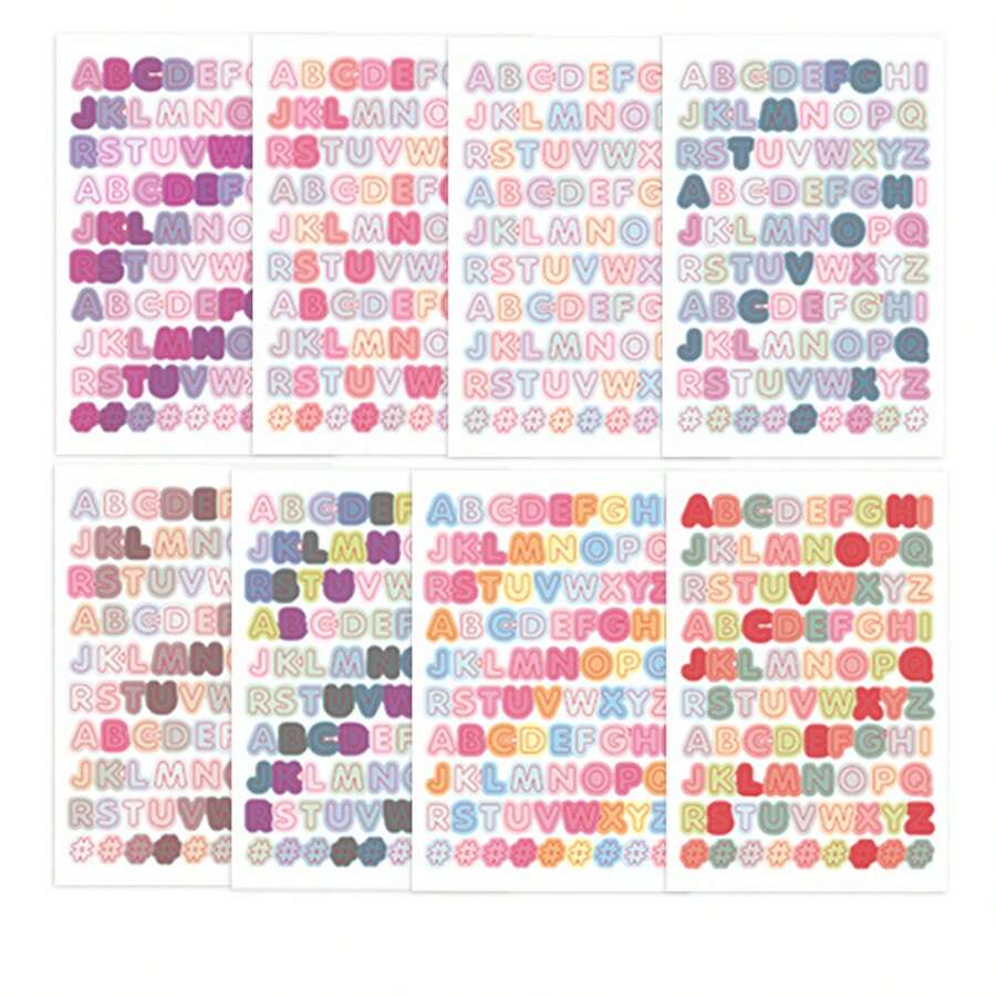 16 Sheets Colorful Letter Stickers Self Adhesive Alphabet Letter ...