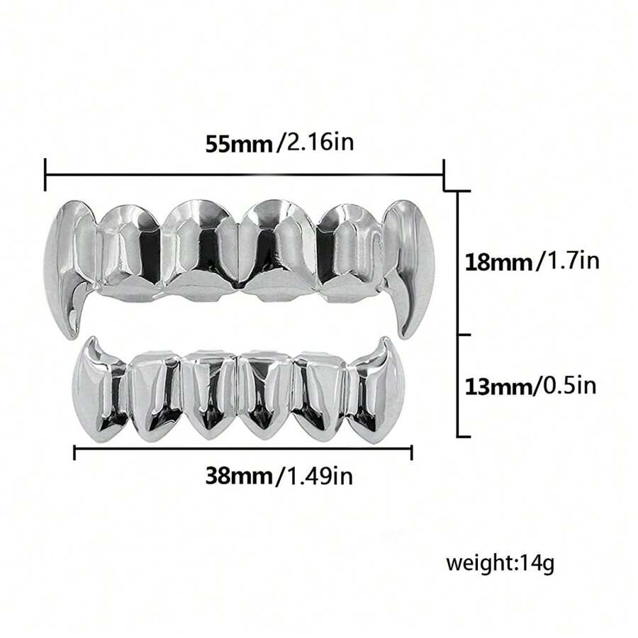 Golden Silvery Plated HIP HOP Teeth Grillz Top Bottom Grills With ...