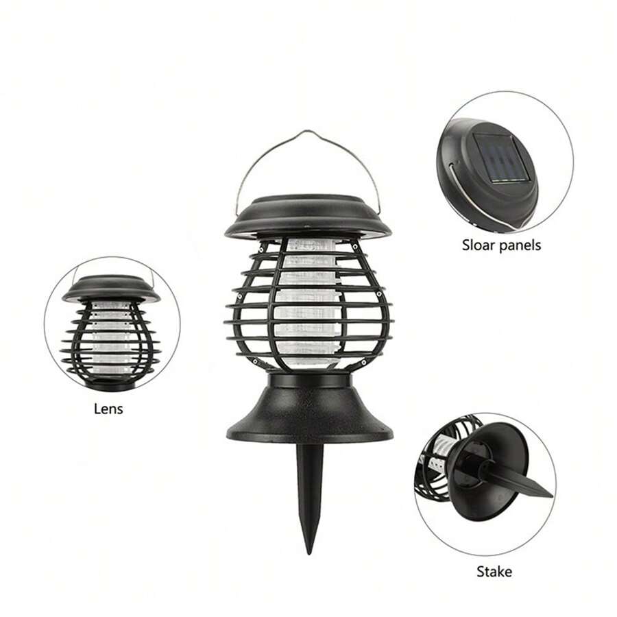 1pc Black Portable Purple Light Bug Zapper Solar-Powered Insect Killer ...