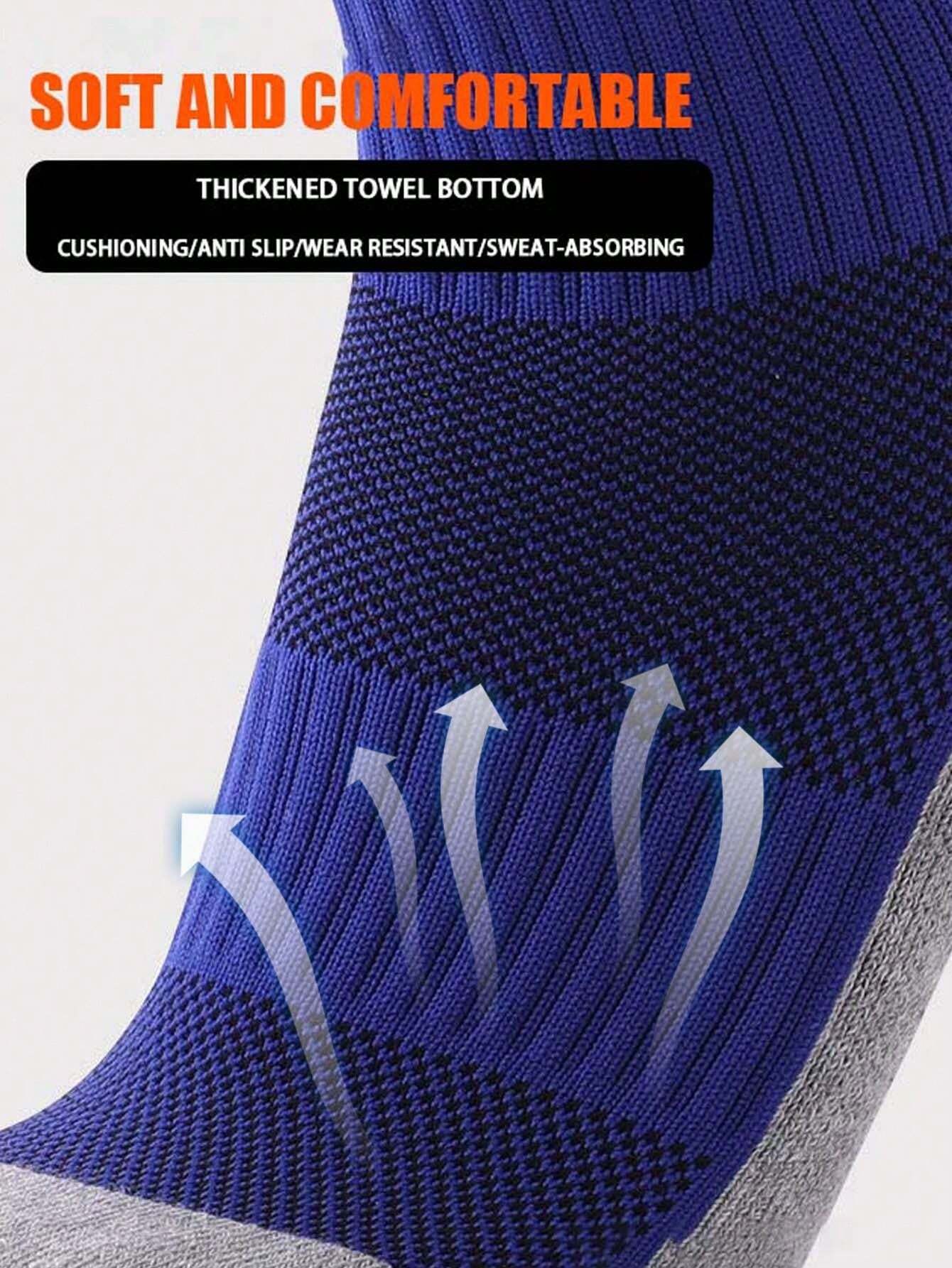 [1 Pair Black] Horizontal Line Football Socks Breathable Shock ...