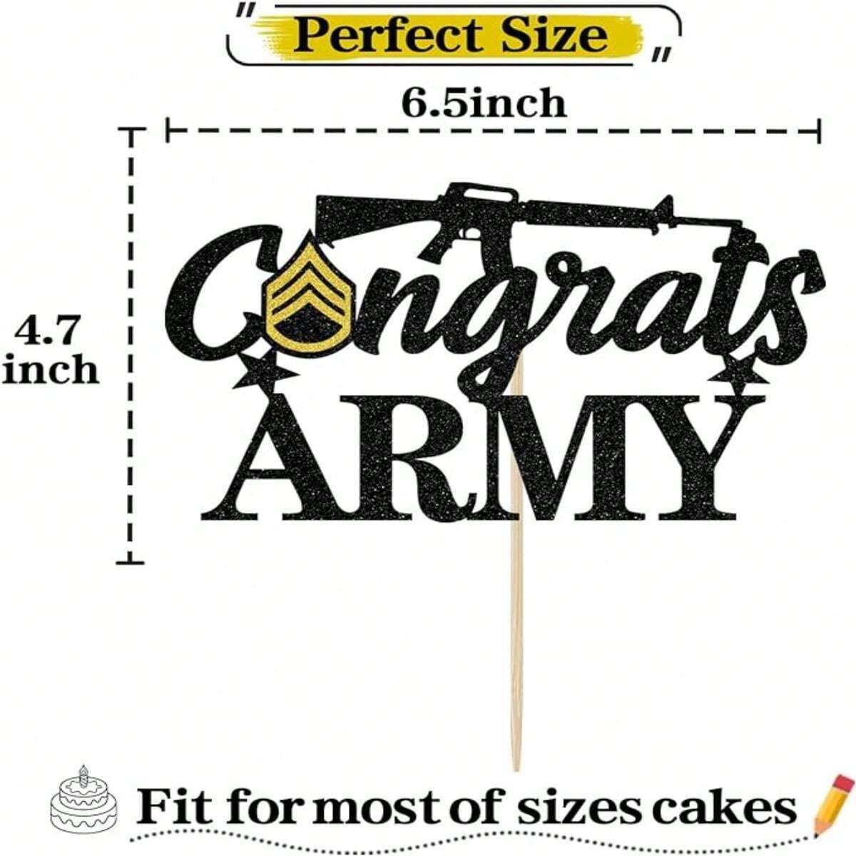 Black Glitter Congrats Army Cake Topper, Airman Military Themed ...