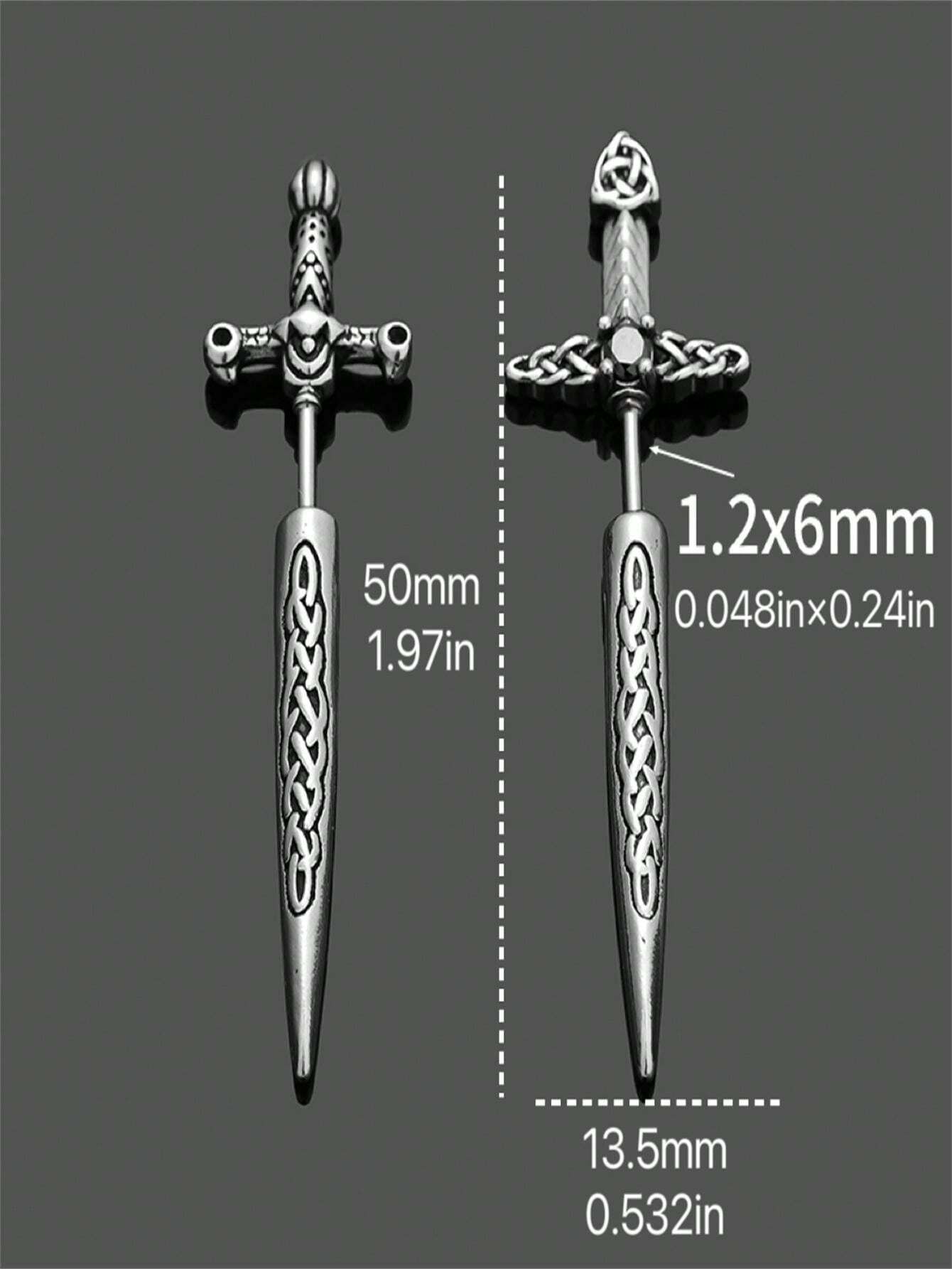 1pc New Creative Stainless Steel Vintage Hip Hop Celtic Knot Sword ...