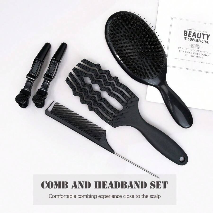 MASTERLEE 6pcs Black 6-Claw Combs (Hollow Design) For Easy Styling And ...