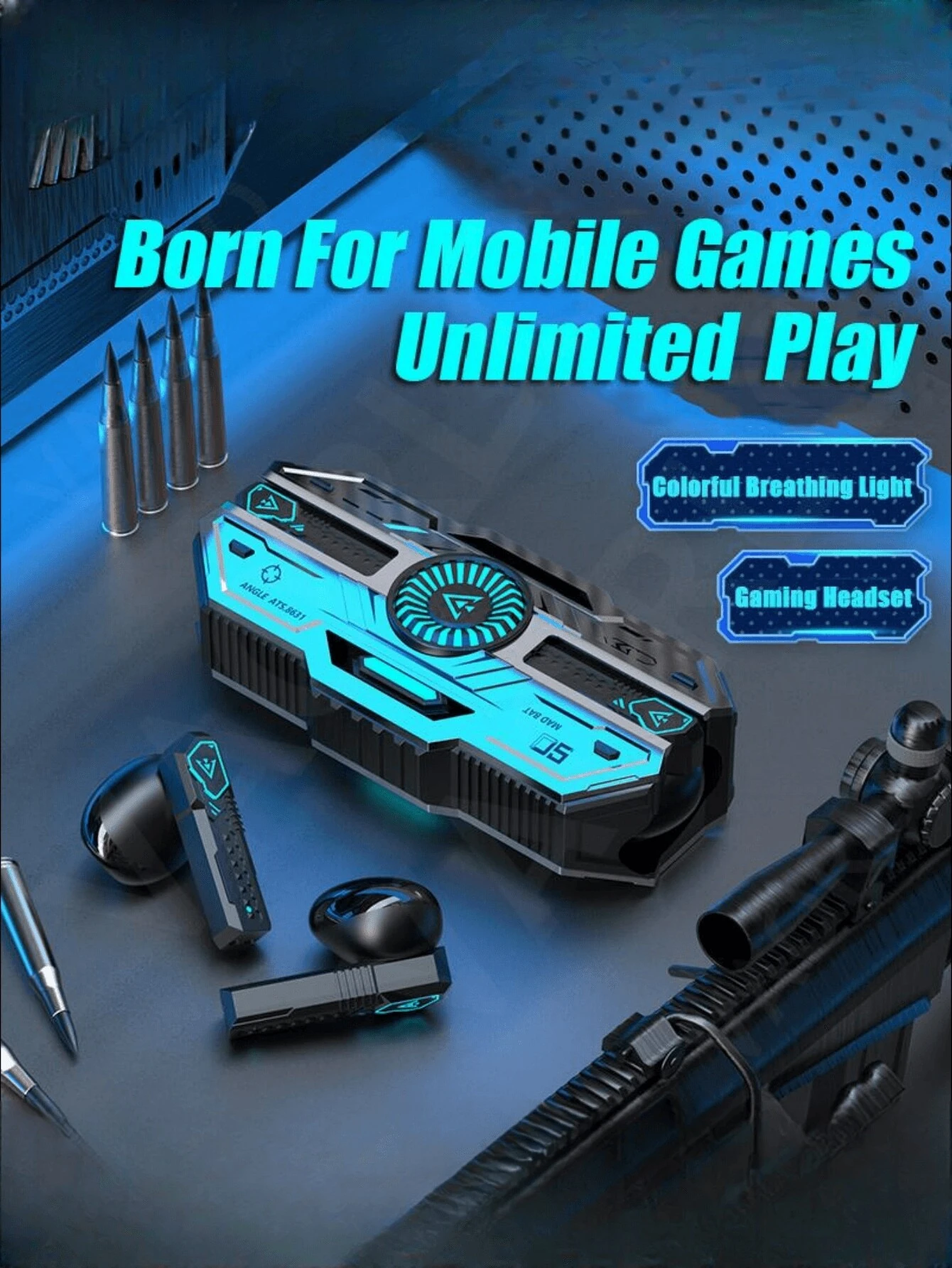 Wireless Gaming Earphone TWS Bluetooth 5.3 Low Latency Mecha Style ...