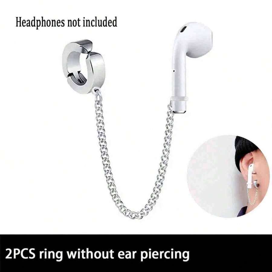 1 Pair Men's Earphone Anti-Loss Protection Chain Earphone Without Ear ...