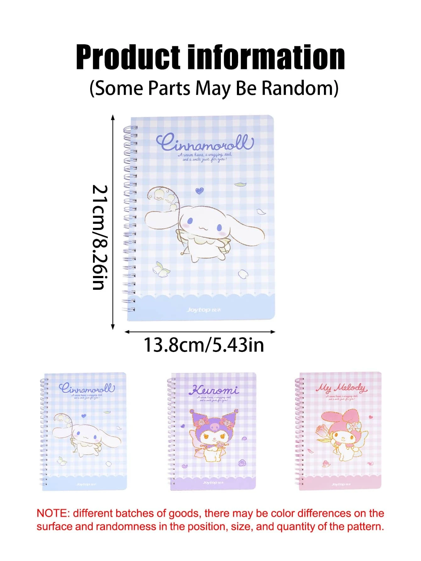Genuine Sanrio Kuromi Hello Kitty Cinnamoroll Kuromi My Melody Notebook ...