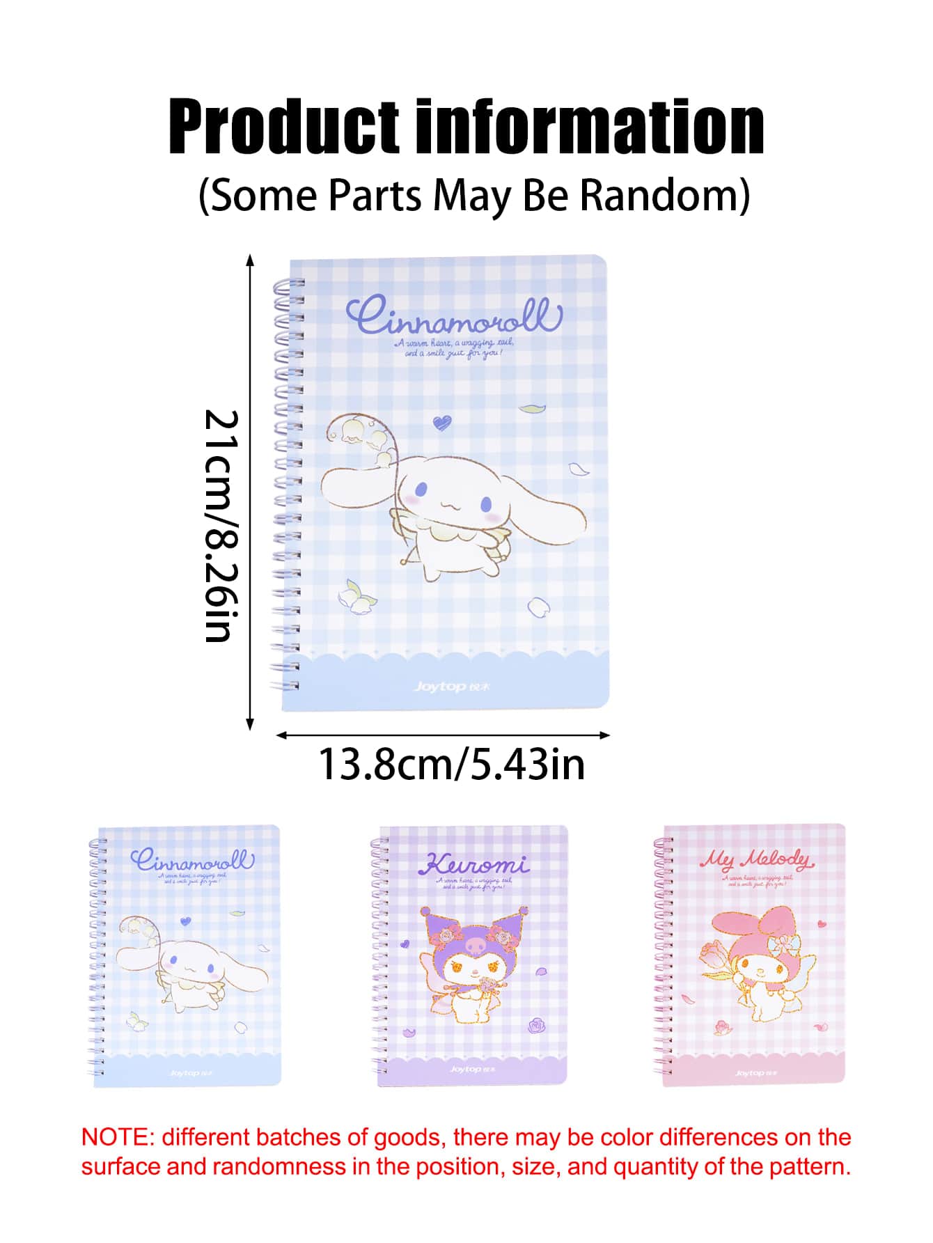 Genuine Sanrio Kuromi Hello Kitty Cinnamoroll Kuromi My Melody Notebook ...