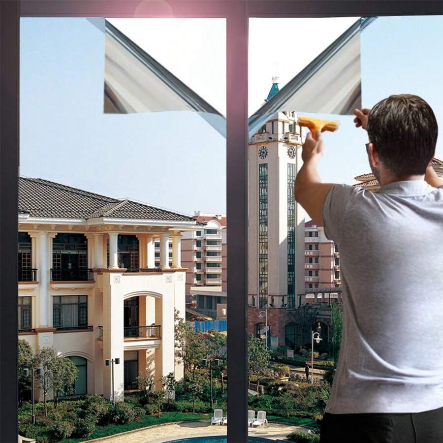 1pc Home Use One-Way Perforated Self-Adhesive Glass Sunscreen & Heat ...