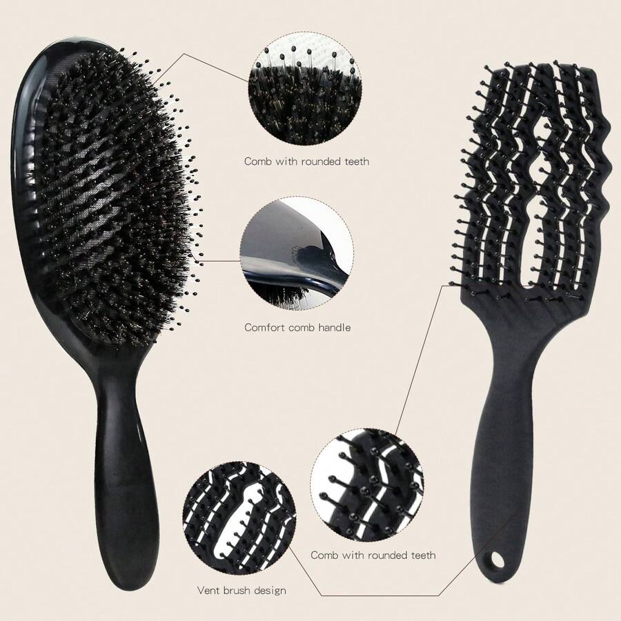 MASTERLEE 6pcs Black 6-Claw Combs (Hollow Design) For Easy Styling And ...