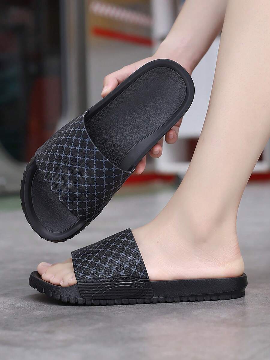 Men's Leather Surface Slippers, EVA Anti-Slip Indoor Casual Slippers ...