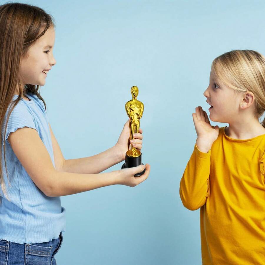 Gold Award Trophies (9 Pack) (6 Inches) Bulk Golden Plastic Statues ...