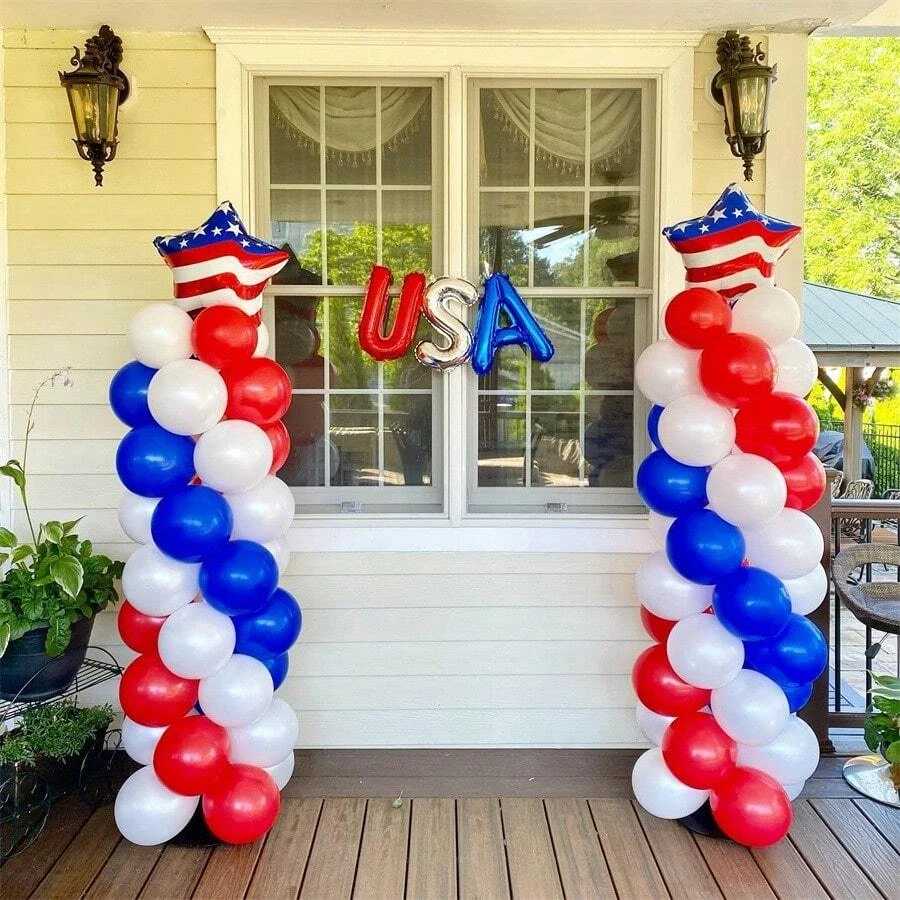 Red White And Blue Balloons With Long Balloons Kit, 172Pcs Party ...