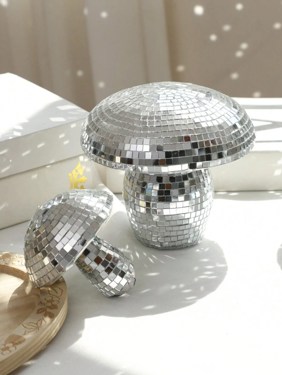 1pc Creative Mushroom Disco Ball, Silver Mirror Glitter Disco Ball ...