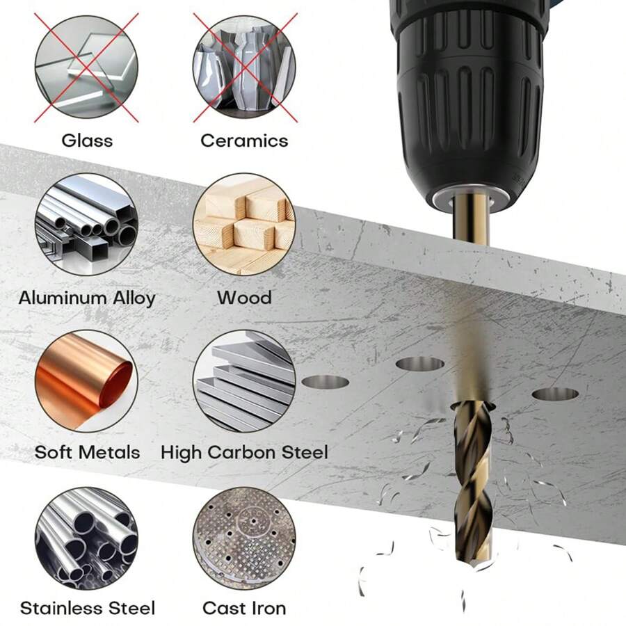 10 Pieces Cobalt Drill Bit Set, M35 High Speed Steel Twist Drill Bit ...