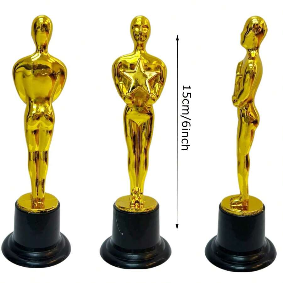 Gold Award Trophies (9 Pack) (6 Inches) Bulk Golden Plastic Statues ...