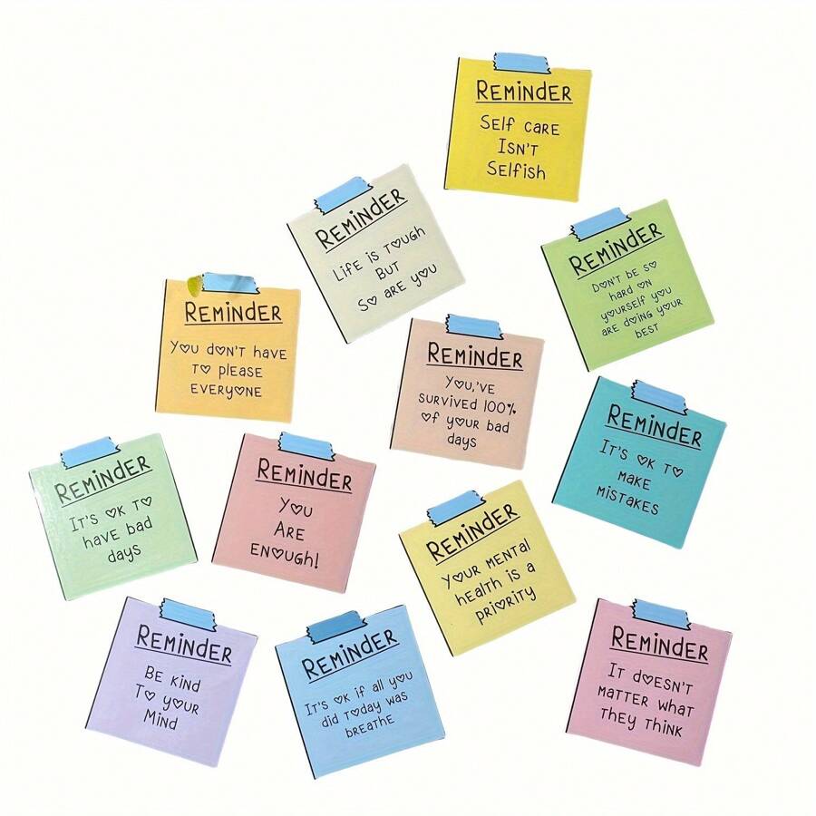 12pcs Positive Psychology Affirmation Sticky Notes For Mental Health ...