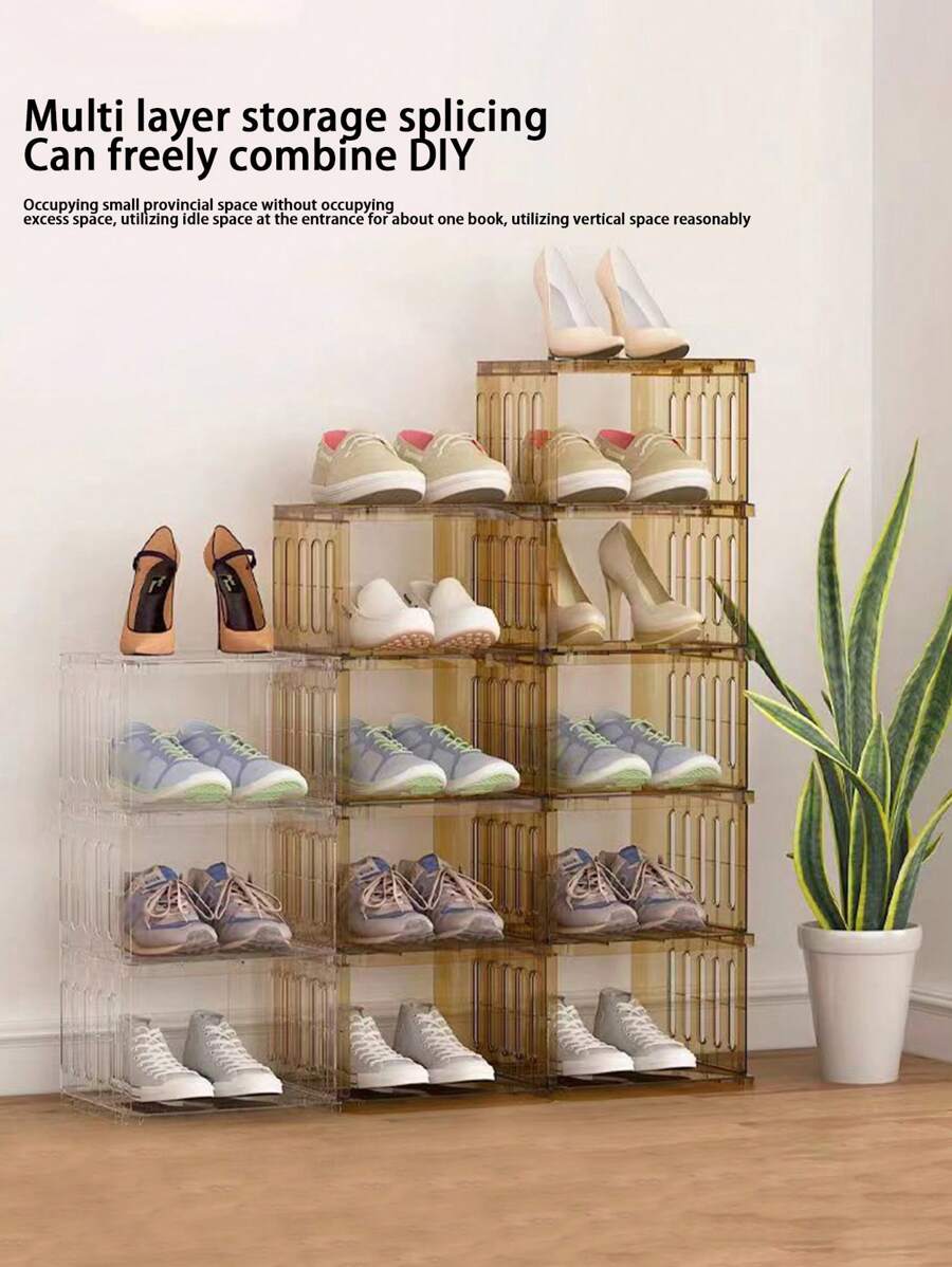 Modern Minimalist Shoe Cabinet, Foldable Transparent PET Plastic Shoe ...