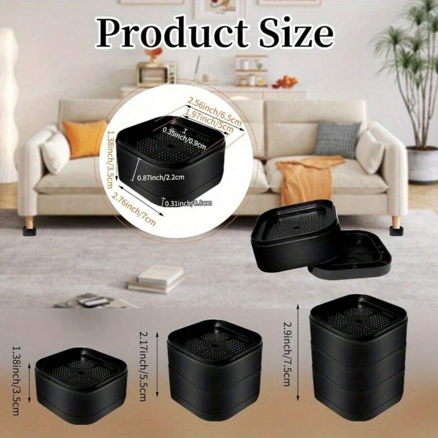 36 Pack Furniture Risers Adjustable Bed Risers Square Stackable Desk ...