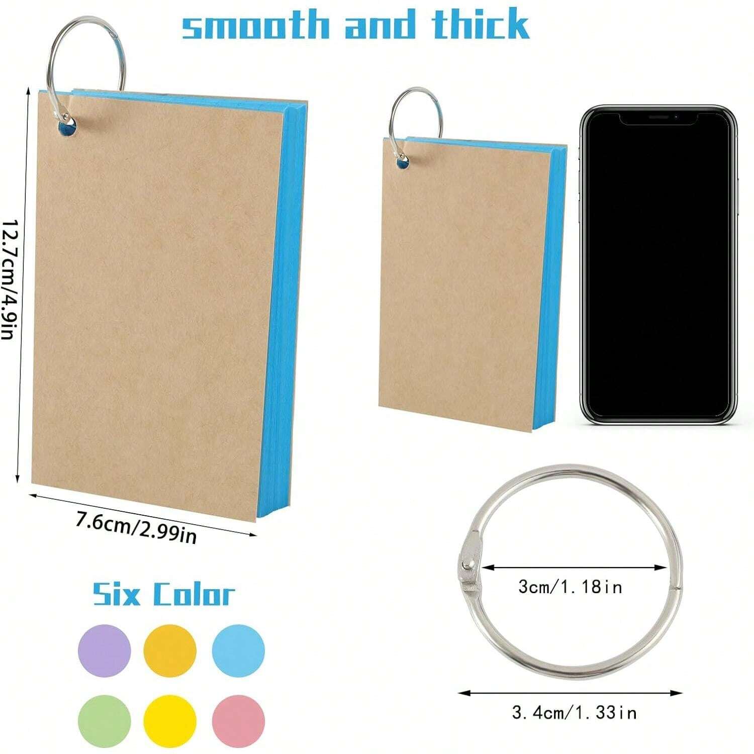 Revision Cards,300 PCS Multicolor Index Cards Revision Cards With 6 ...