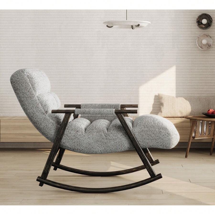 Casual Folding Rocking Chair Upholstered, Lounge Rocking Chair ...