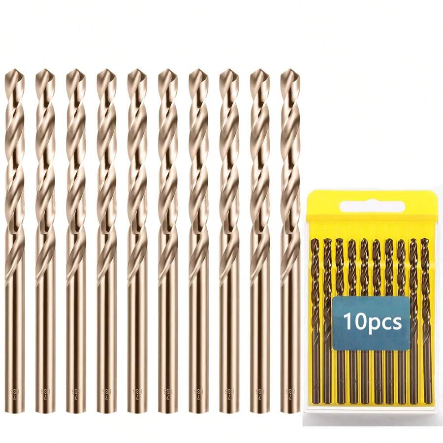 10 Pieces Cobalt Drill Bit Set, M35 High Speed Steel Twist Drill Bit ...