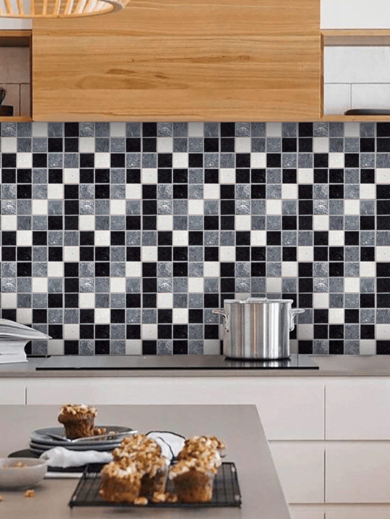 1 Set Cross Border Glossy Film Square 10 Ceramic Tiles With Mosaic ...