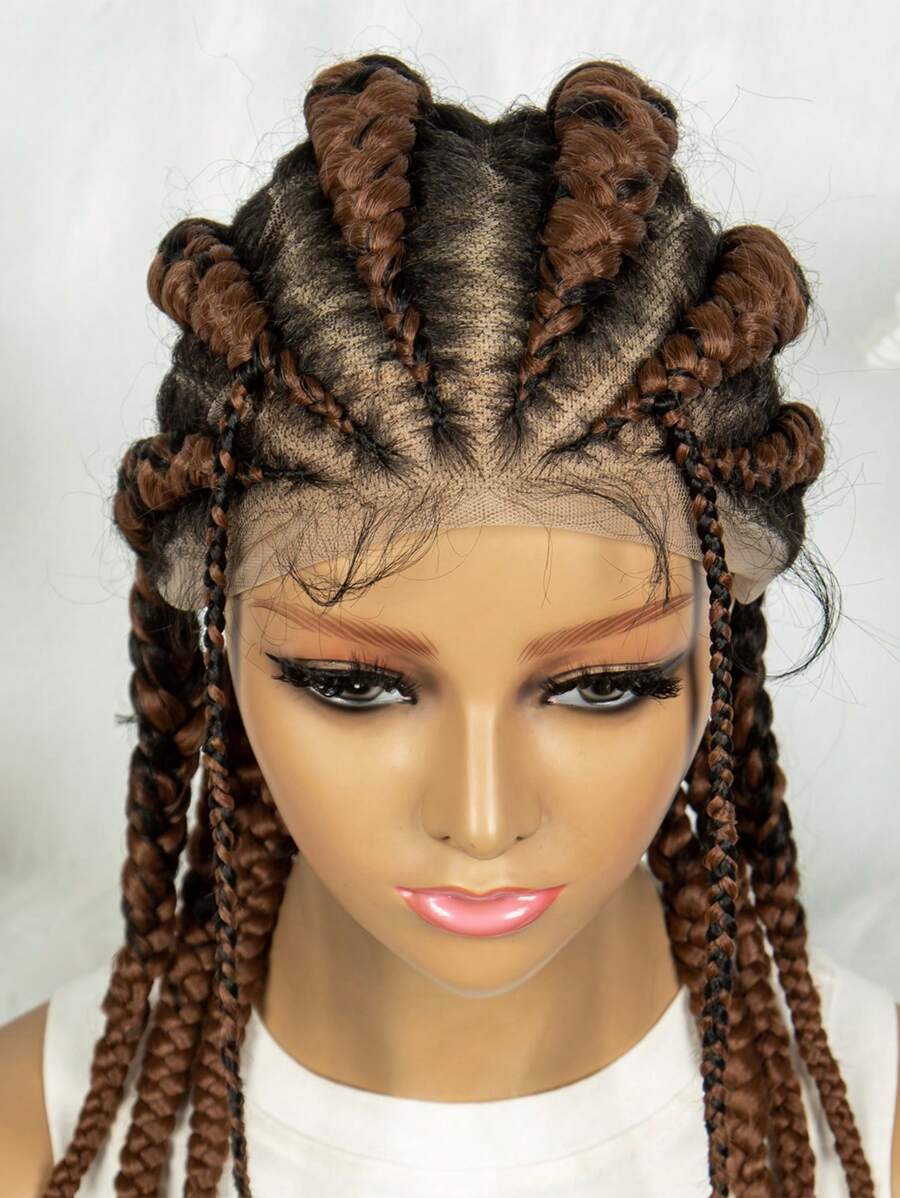 European And American Braided Lace Front Wig With 6 Strands Of Medium ...