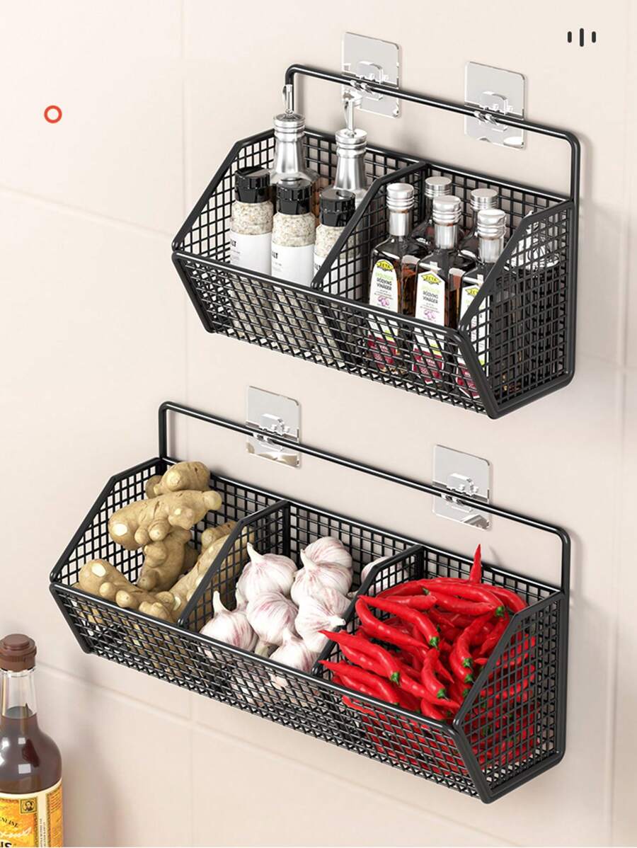 Vegetable Storage Box, Basket, Wall Mounted Perforated Storage Rack ...