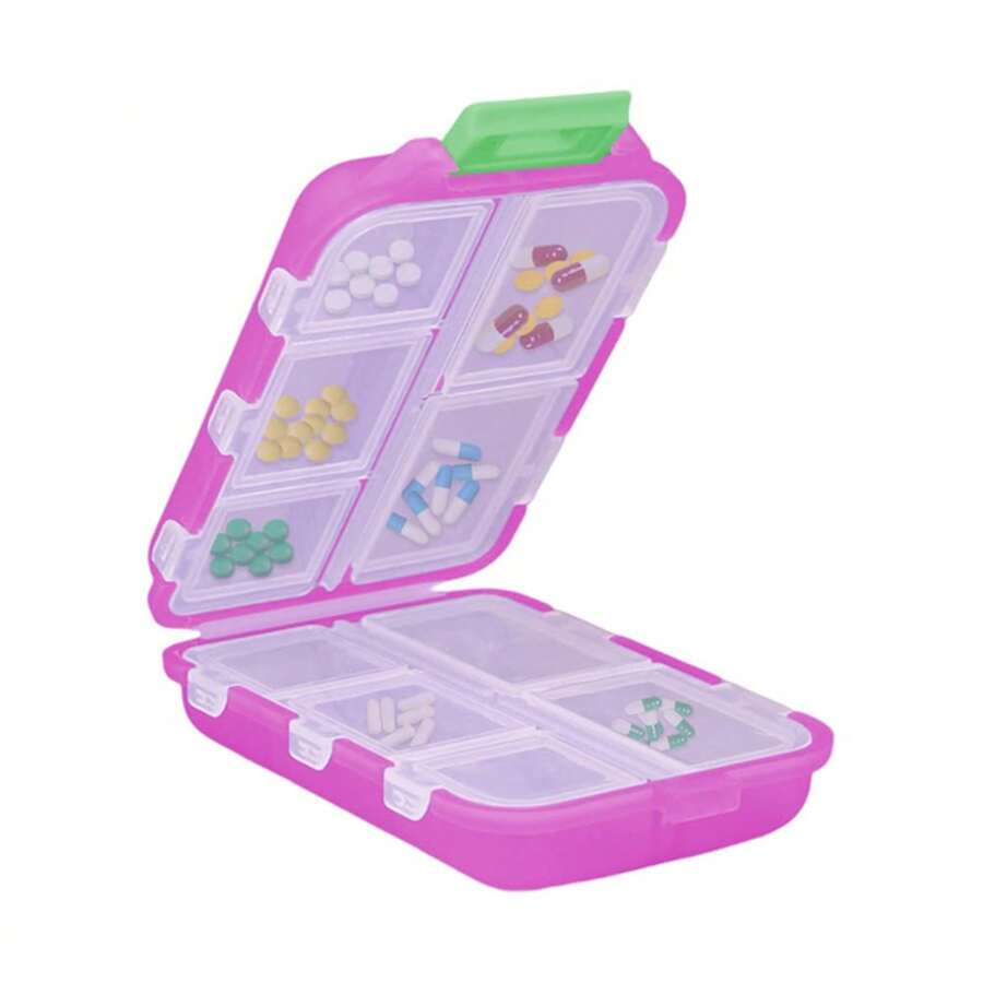 1pc Portable Pill Box For Travel, 8 Compartments For Medicine And ...