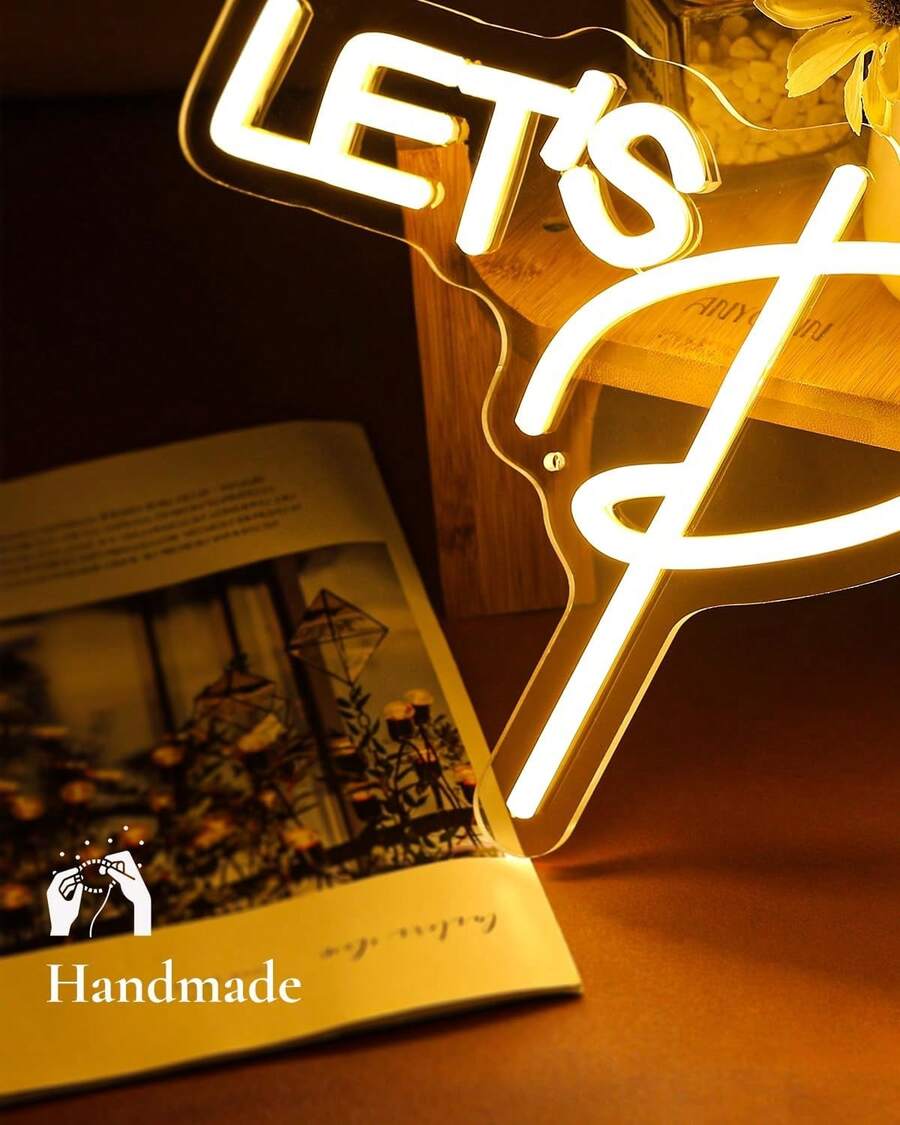 Lets Party Light Up Sign For Wall Decor,Warm White 16 * 8.6 Inch, Party ...