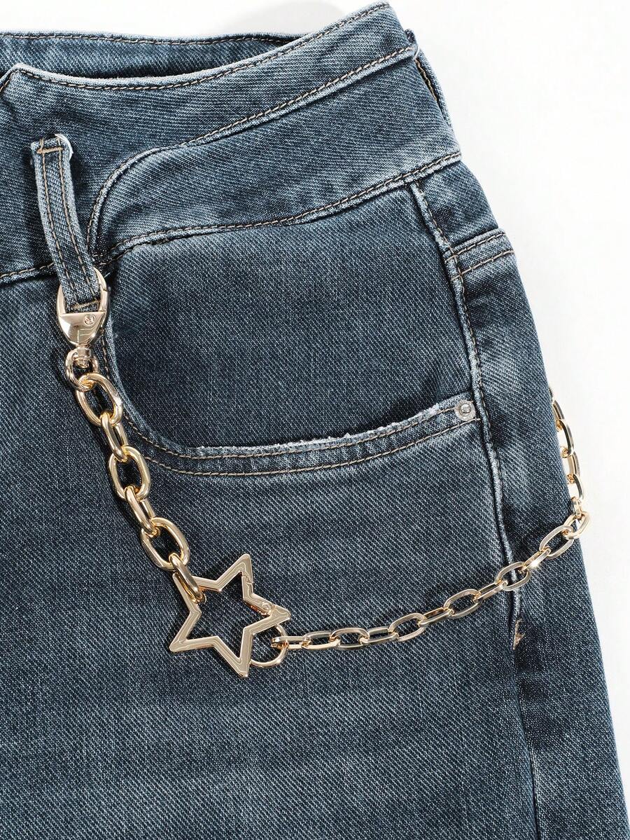 1pc Men's Hip Hop Style Star Decoration Chain, Silver/Gold Color Chain ...