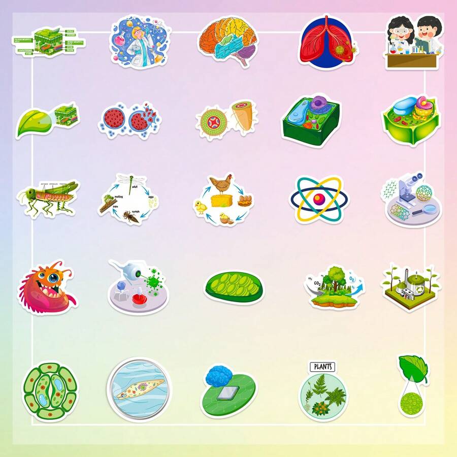 50pcs Science Stickers For Students, Vinyl Waterproof Chemistry Biology ...