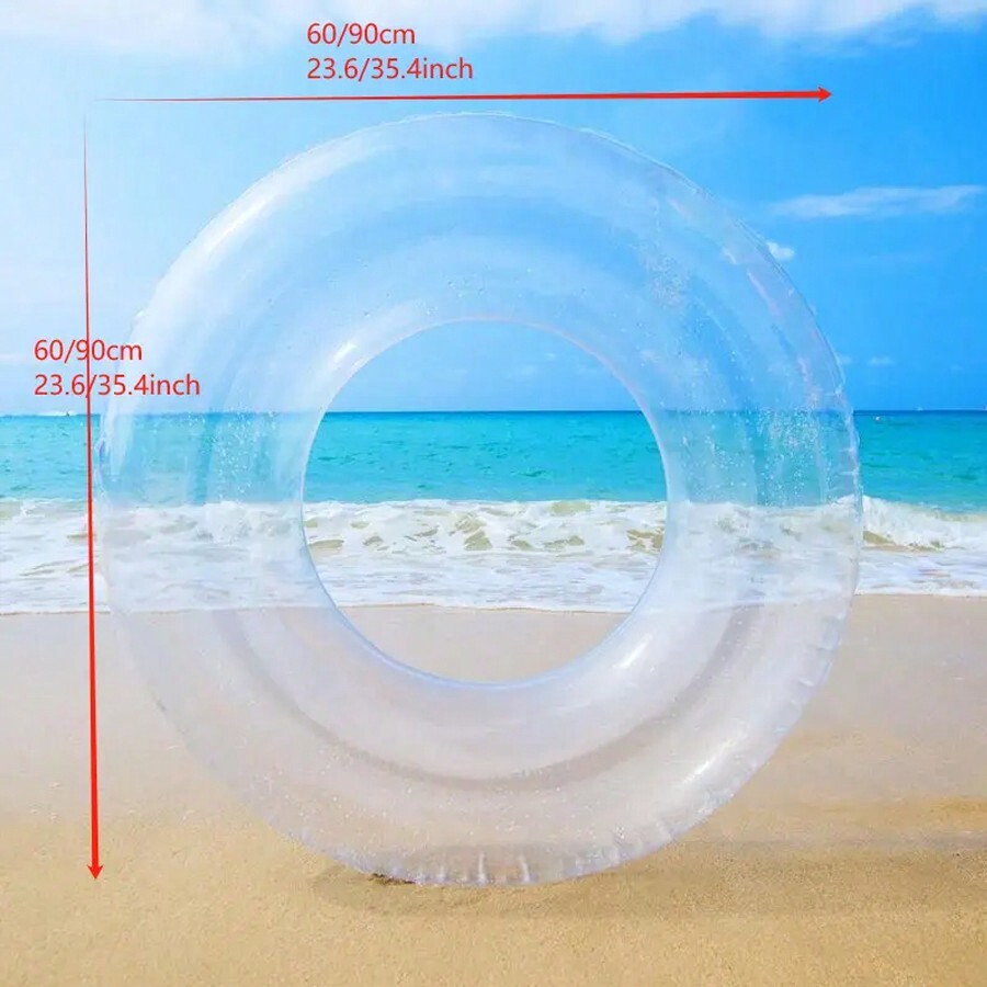 Clear PVC Inflatable Swimming Ring, Summer Pool Water Play Adult ...