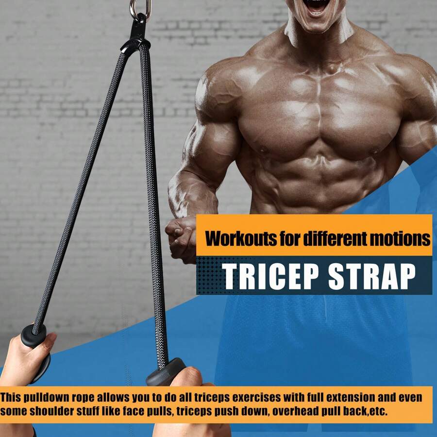 Ergonomic Tricep Rope Pulldown Attachments, Upgraded 27 32 40 & 47 Inch ...