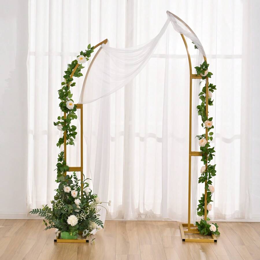 2pcs Curved Gold Wedding Arches For Ceremony,Backdrop Stand Metal ...