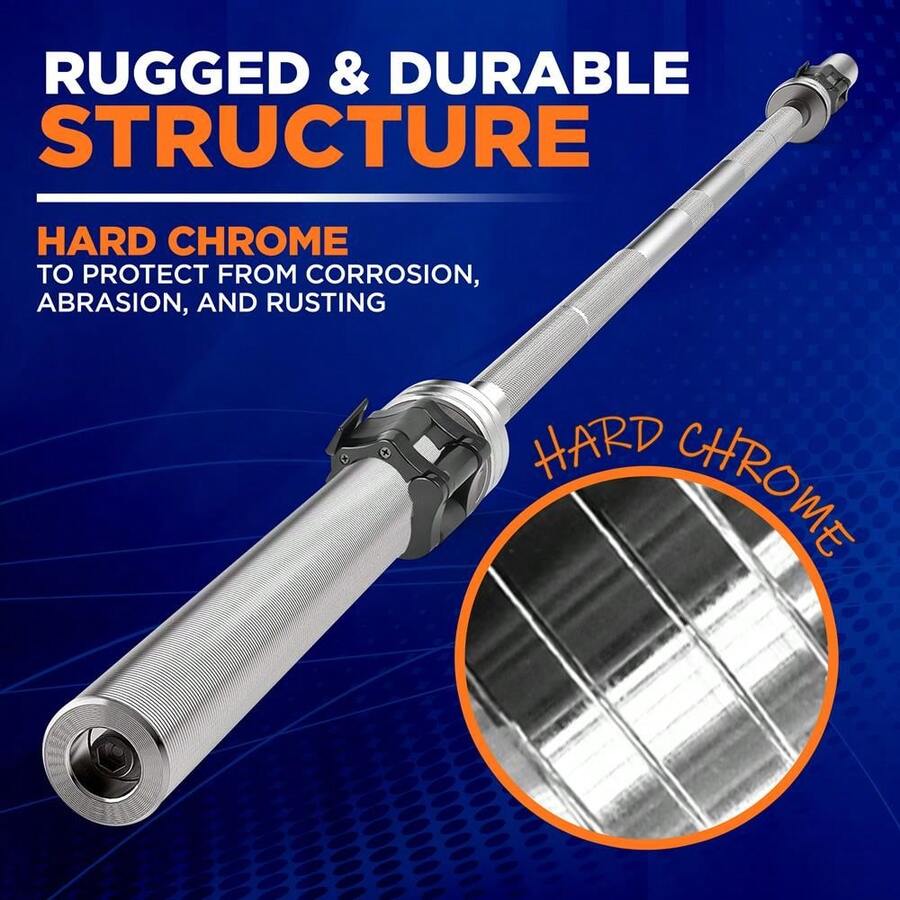 7-Foot Barbell Bar Weight Bar - 34.17 Lbs. Men's Solid Iron Weighted ...