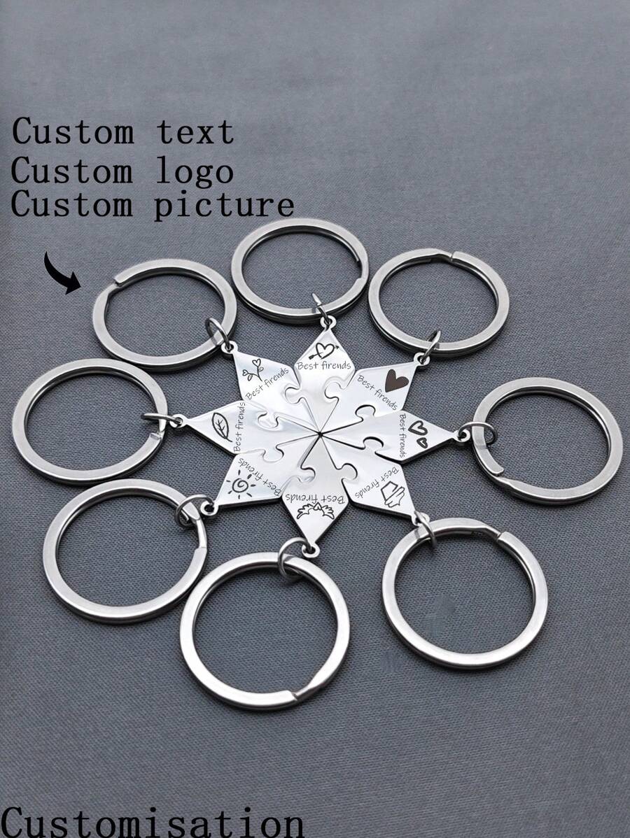 One Set Of 8 Personalized Laser-Engraved Keychains, Customized For Good ...