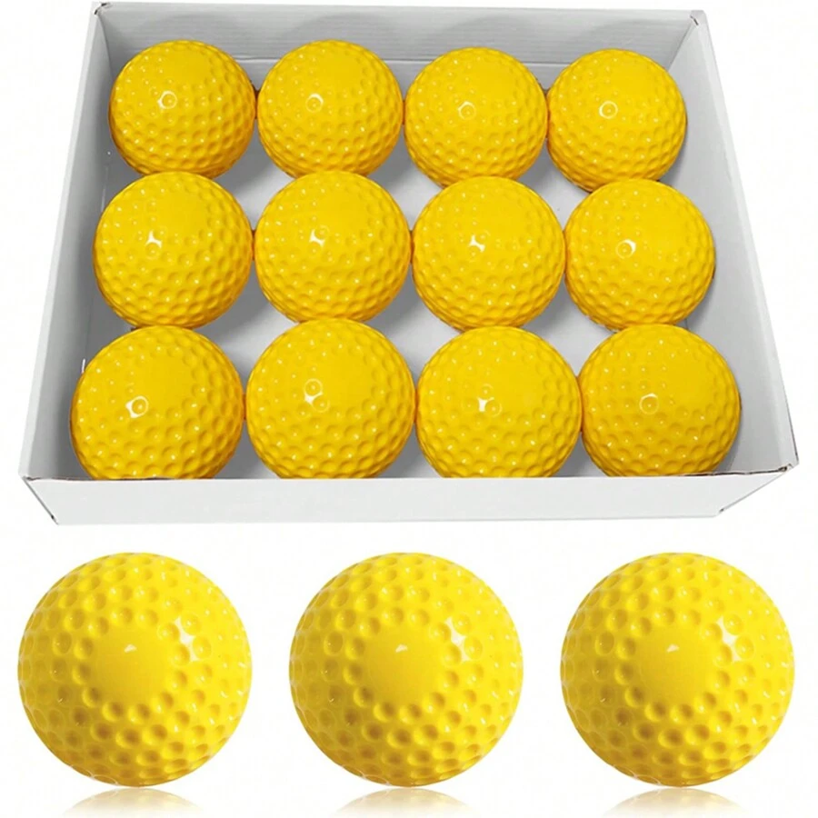 Pitching Machine Baseballs, 12 Pack Yellow Dimpled Baseballs, 9-Inch ...