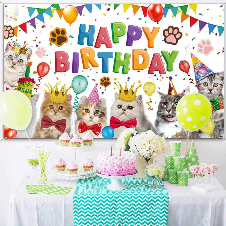 Happy Birthday Cat Background Photography Background Pet Paw Cat Theme ...