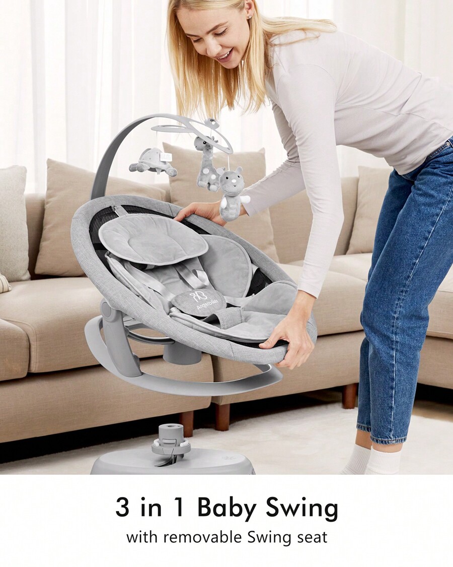 ANGELBLISS 3 In 1 Baby Swing With Motion Detection, Portable Baby ...
