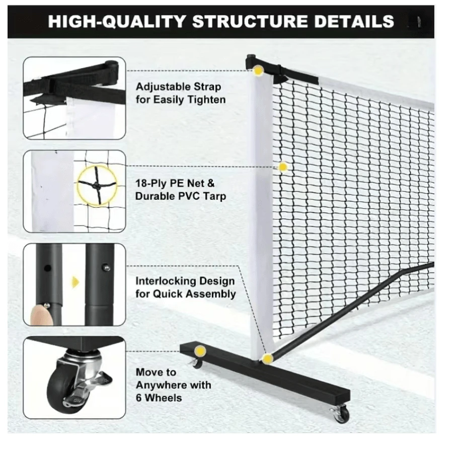 Heavy Duty Pickleball Net System, Standard Size Pickleball Net Set With ...