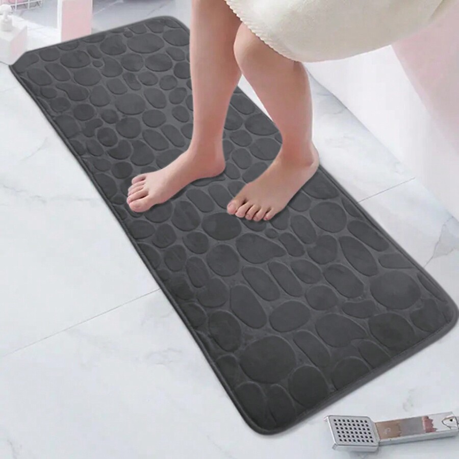 1PC Thickened Foam Sponge Bath Rug, Cobblestone Embossed Bath Rug ...
