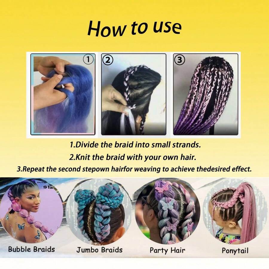 Pre Stretched Braiding Hair With Tinsel Glitter 26 Inch Braid Hair ...