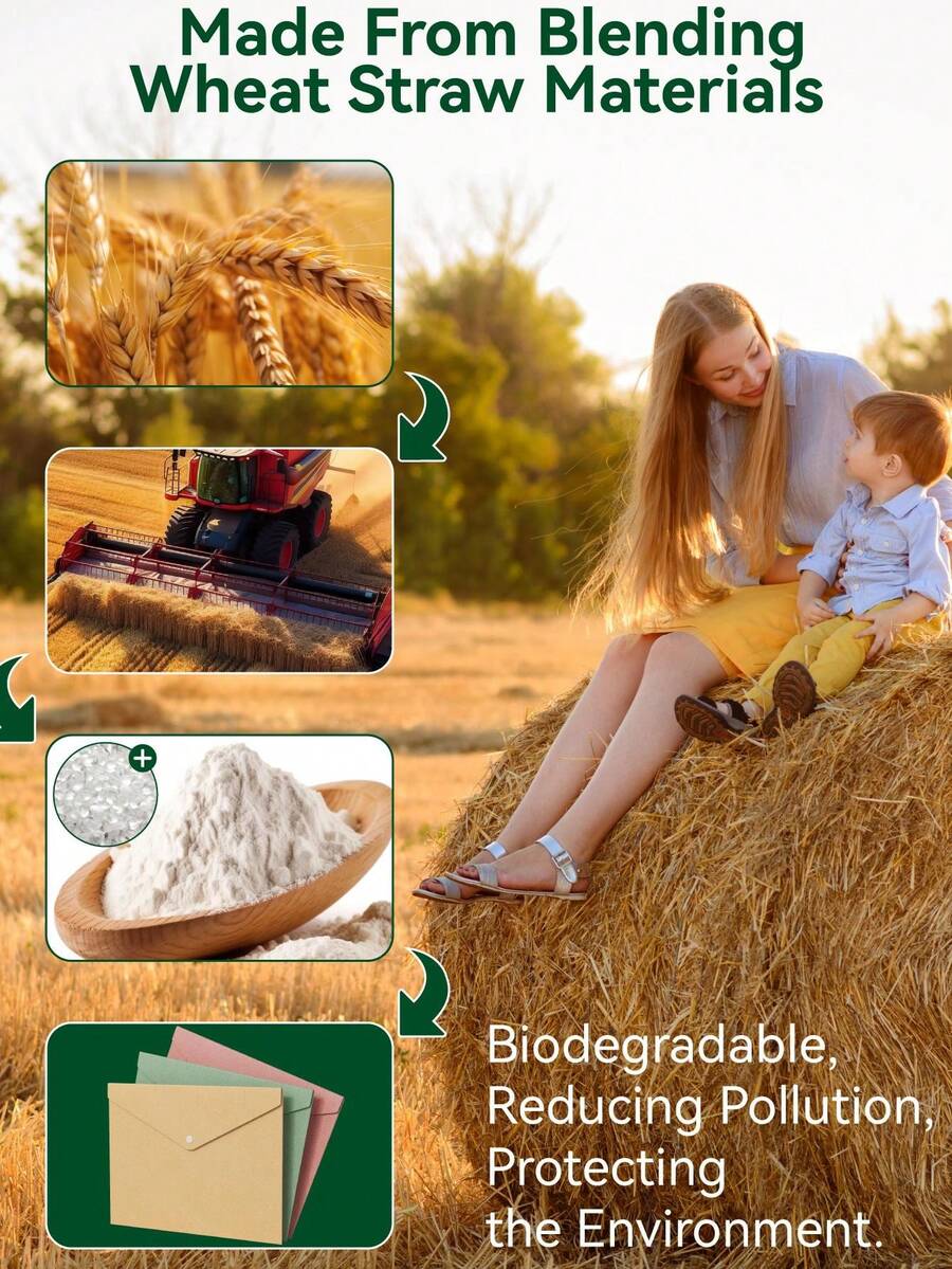 3PCS A4 File Pockets ,Colorful Document Folders With Wheat Straw ...