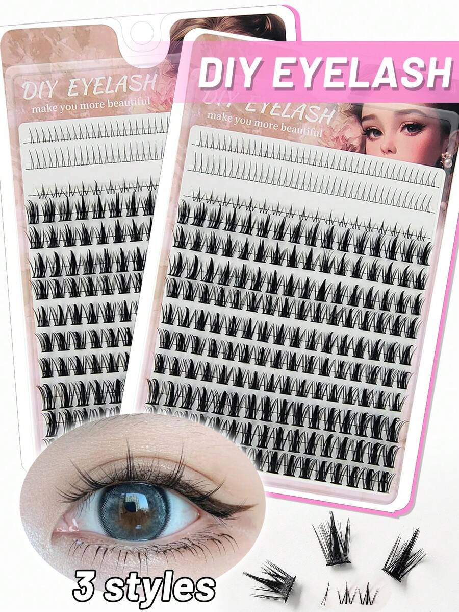 258pcs White Moonlight Style Slouchy 3-Step False Eyelashes Set V ...