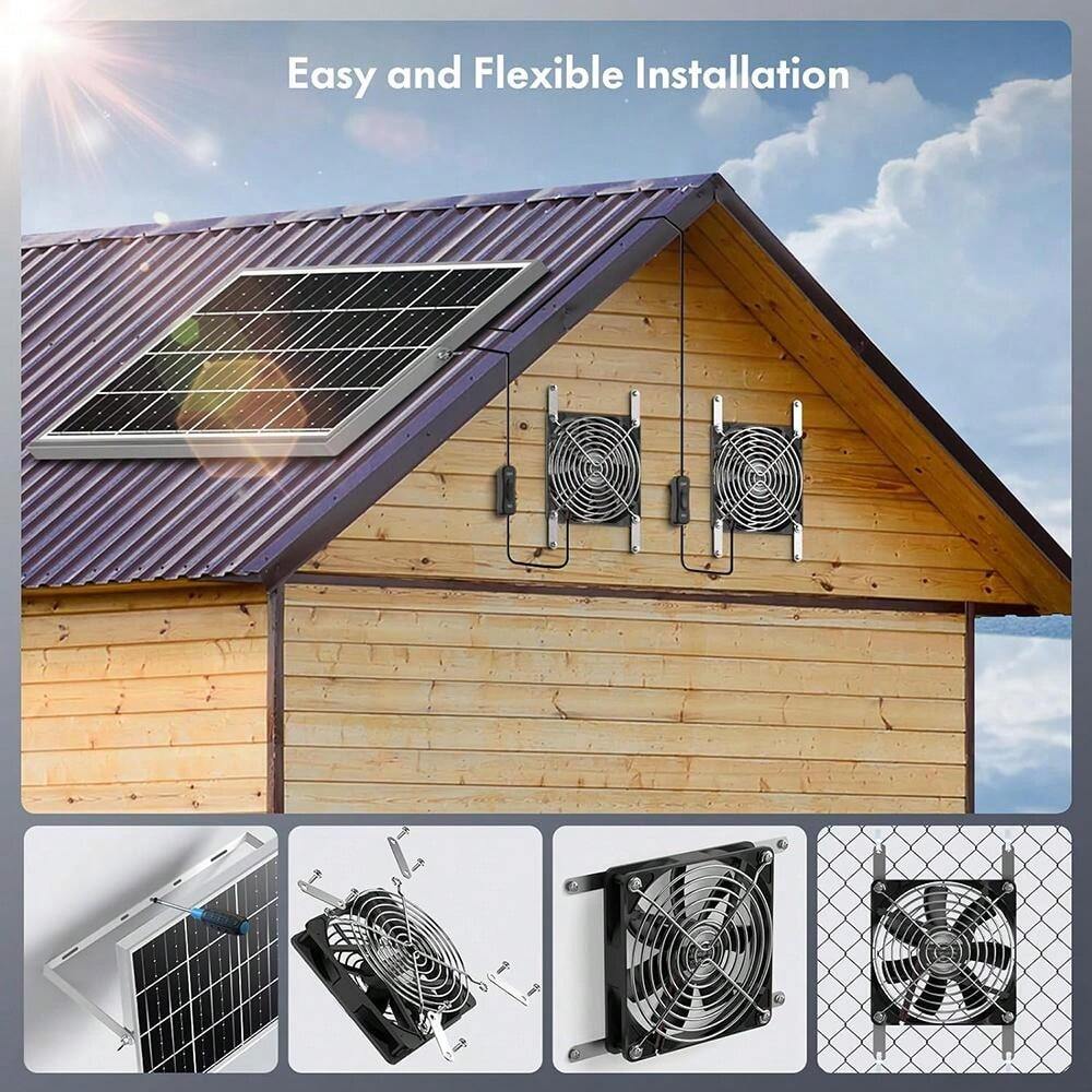 1 Set Of Solar Exhaust Fan, Greenhouse Solar Fan, Chicken Cage ...