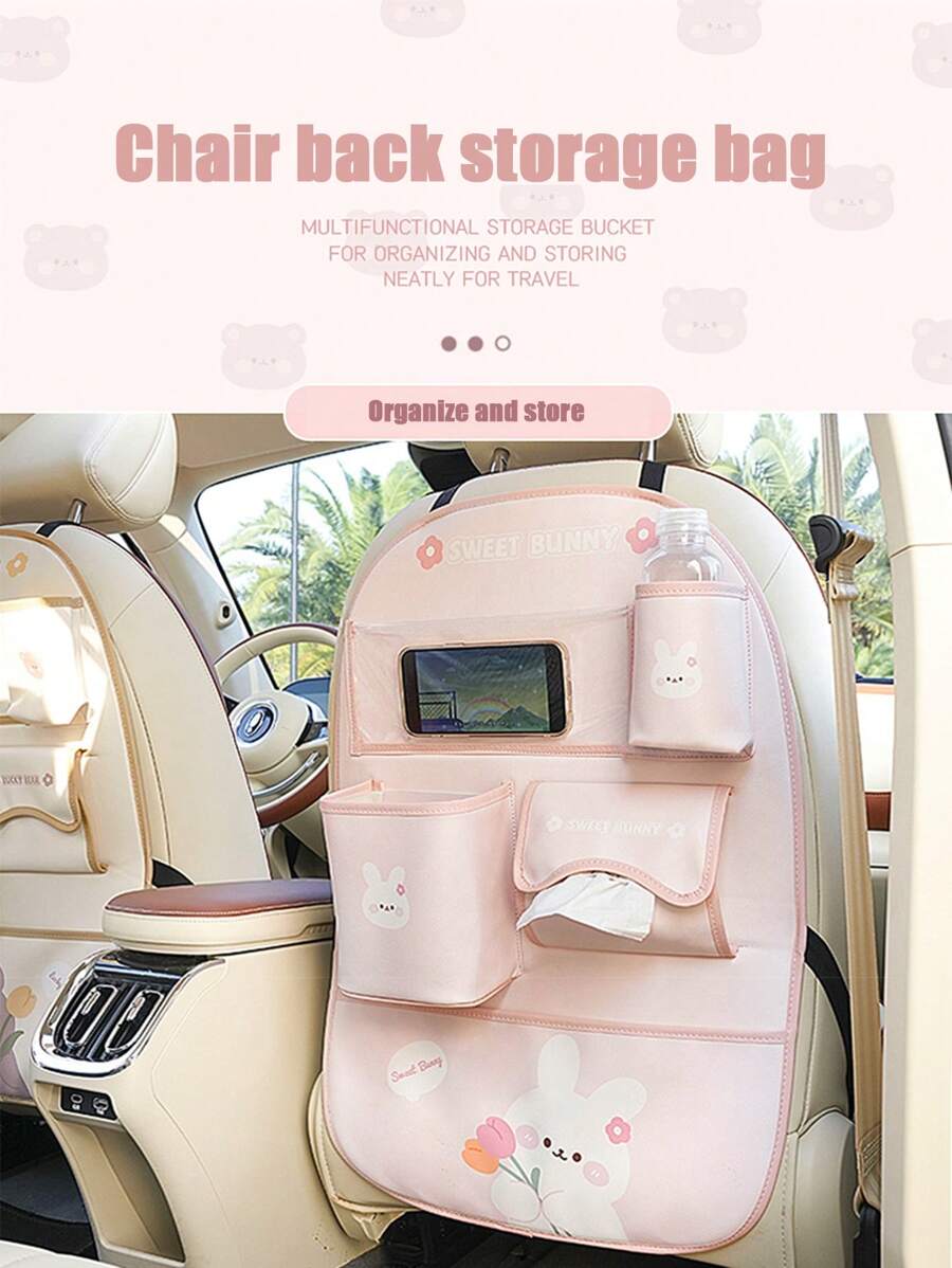 1pc Car Seat Back Storage Bag Cute Cartoon Car Mounted Storage Bag ...